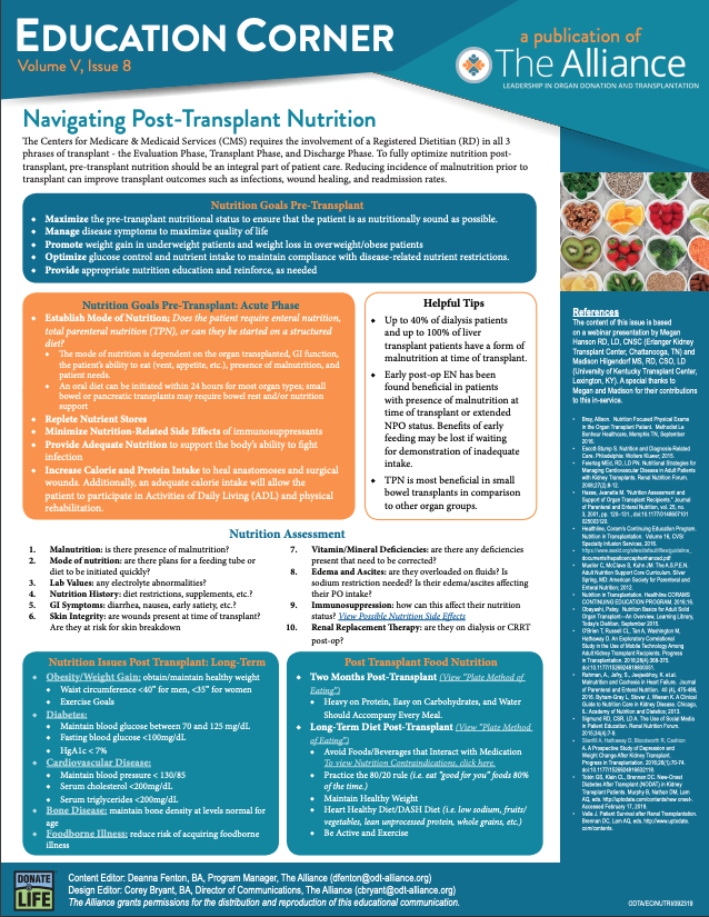 Navigating Post-Transplant Nutrition | The Organ Donation and ...